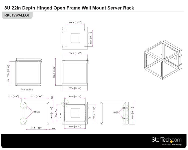 8U 22 Open Frame Wall Mount Server Rack Wallmount Server Racks 8U 22 Open Frame Wall Mount Server Rack Wallmount Server Racks